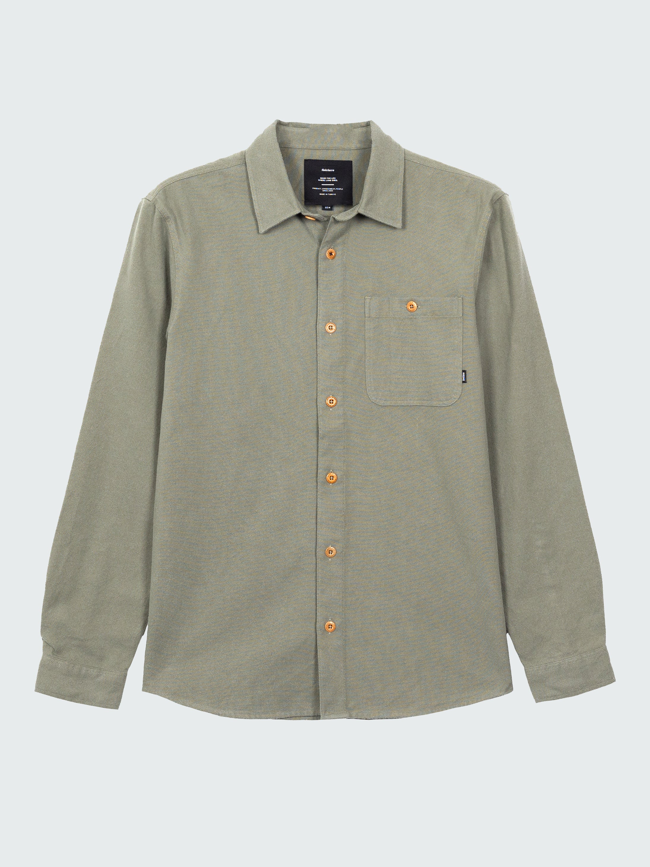 Men's Organic Cotton Shirt in Shadow Green - Gylly | Finisterre